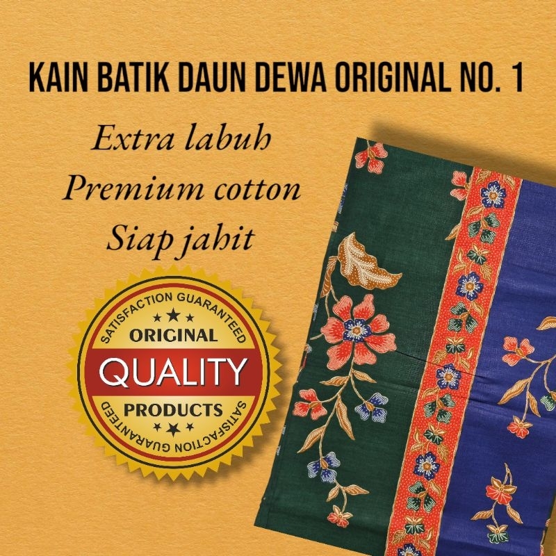 KAIN BATIK DAUN DEWA ORIGINAL Asli Made In Indonesia Siap Jahit Batik Halus Cotton Premium ...