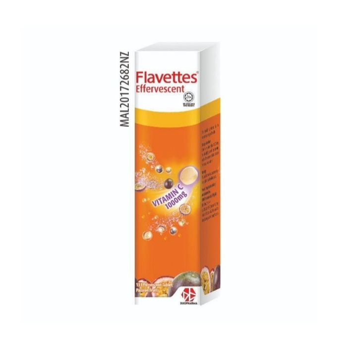 Flavettes Effervescent Vitamin C + Passion Fruit 1000mg (15's) | Shopee ...