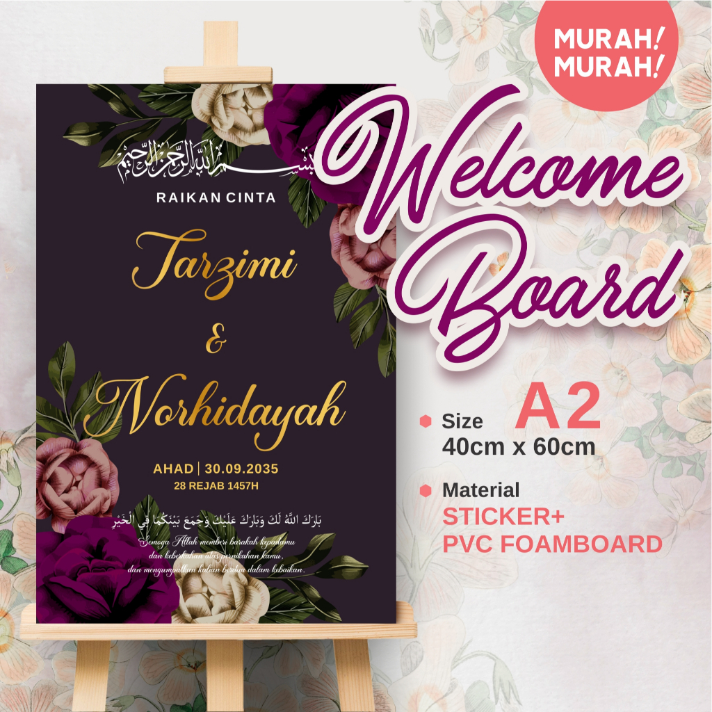 Papan Selamat Datang Majlis Kahwin | Welcome Board Custom | Sticker ...