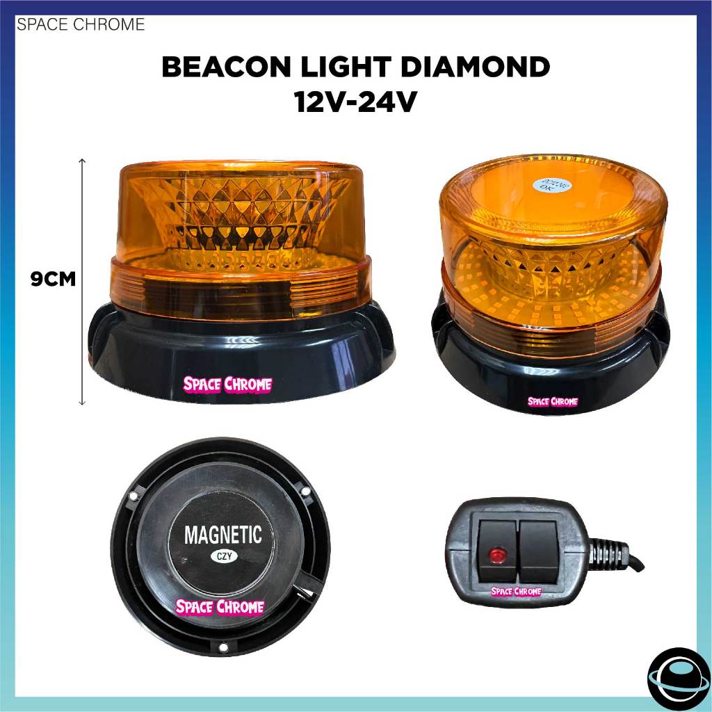 CAR LED LAMP BEACON LIGHT LED WARNING LIGHT LED YELLOW 12V-24V LAMPU ...