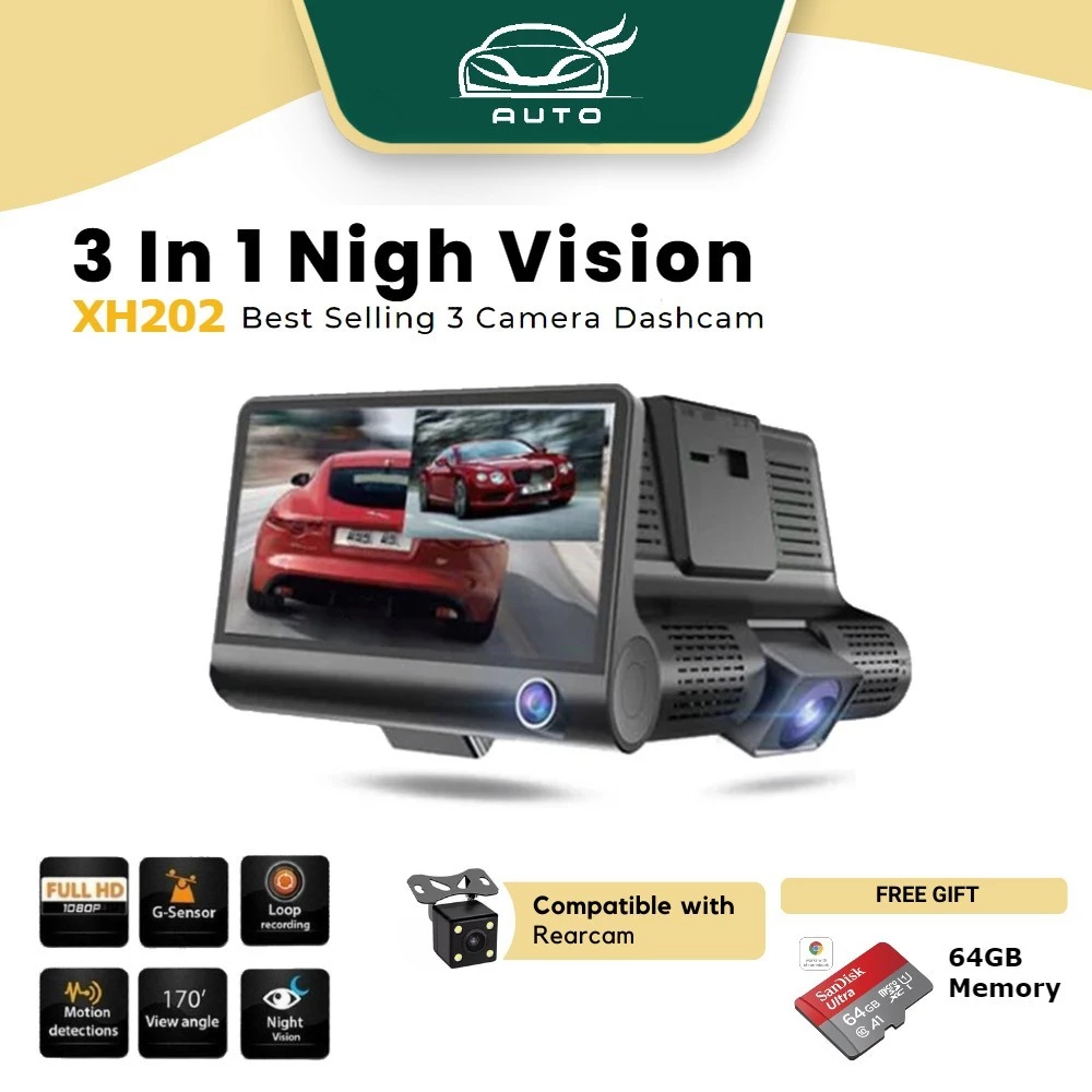 DashCam XH202 Car Camera Dash Cam DVR HD 1080P Wide Angle Cycle ...