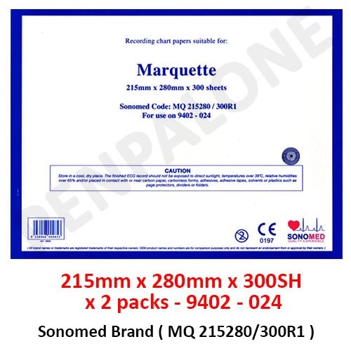 215mm x 280mm x 300SH - 2 pack ECG Paper ( Sonomed Brand ) Marquette ...