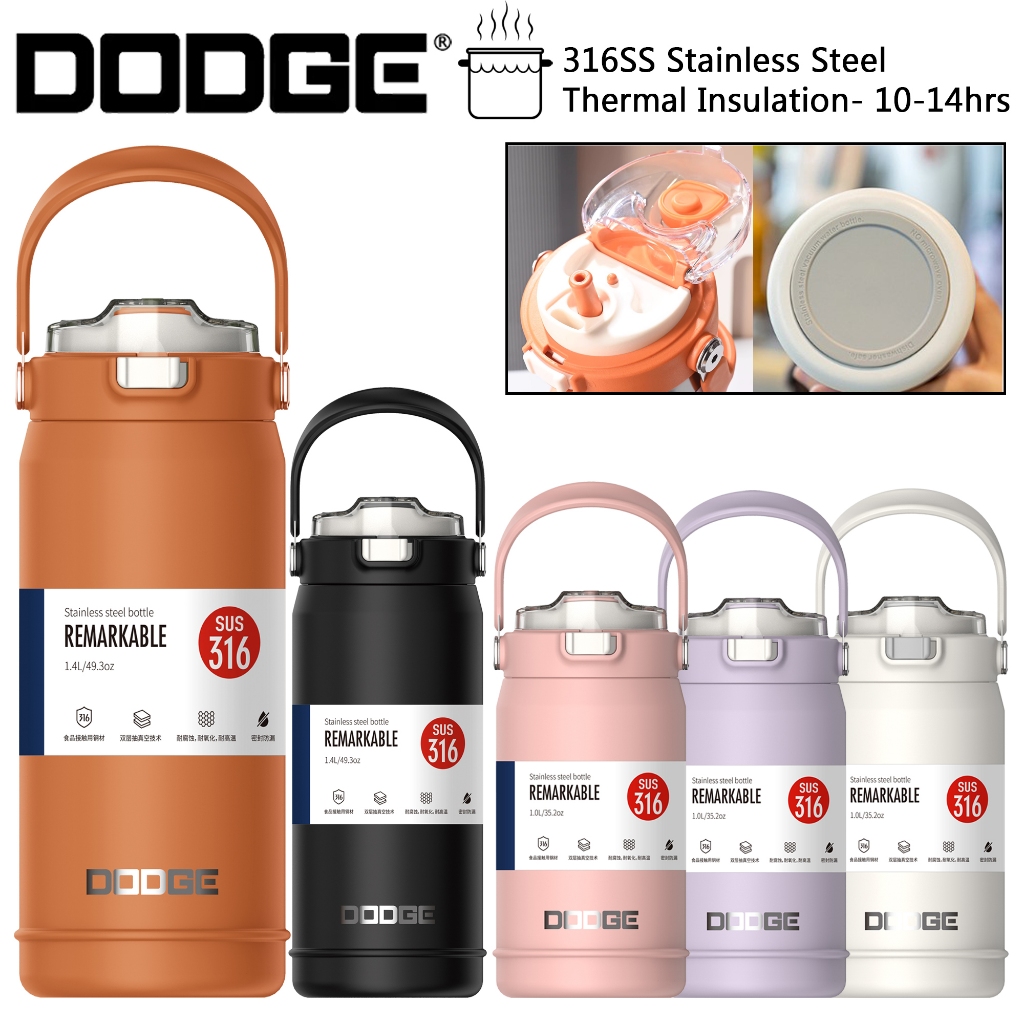 Dodge 1L/1.4L Big Bucket 316SS Stainless Steel Vacuum Flask Thermos Water Bottle | Shopee Malaysia