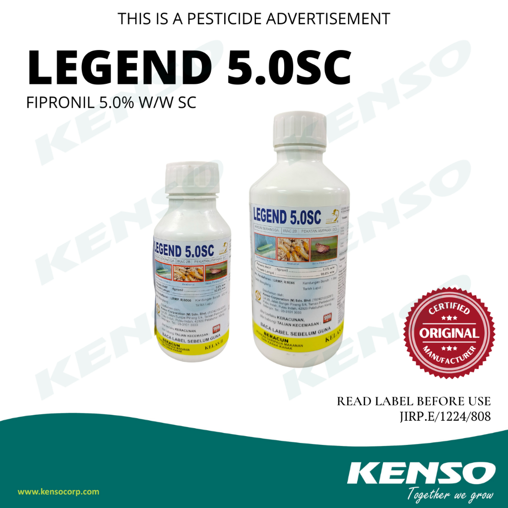 KENSO LEGEND 5.0SC (Fipronil 5.0% w/w SC) Insecticide 500ML / 1L ...