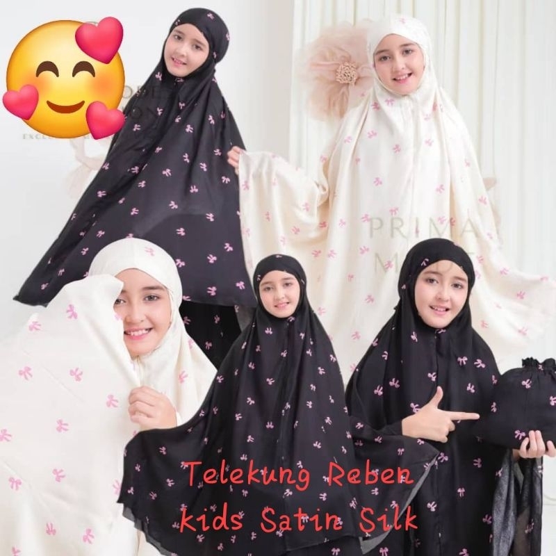 Telekung sedondong ibu anak material satin silk@sutera silk lembut ...