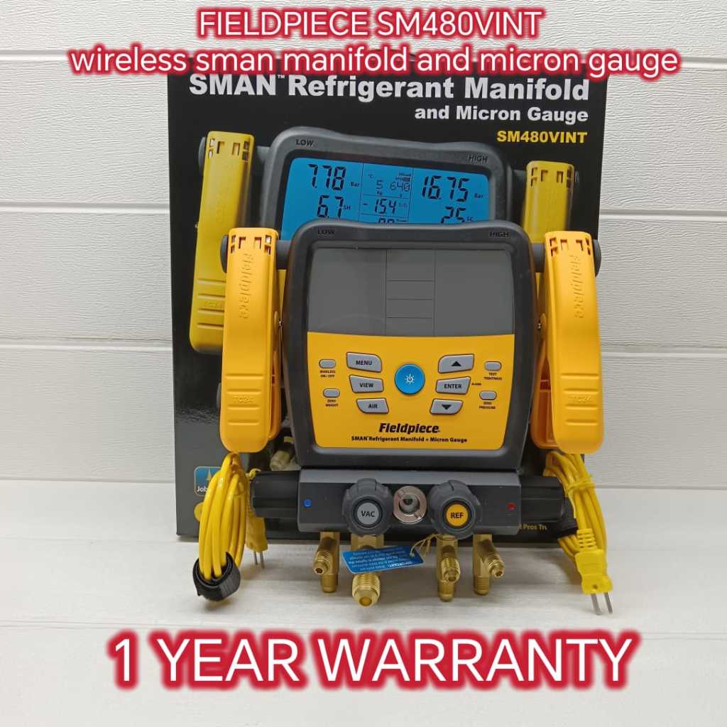 FIELDPIECE SM480VINT wireless sman manifold and micron digital gauge ...