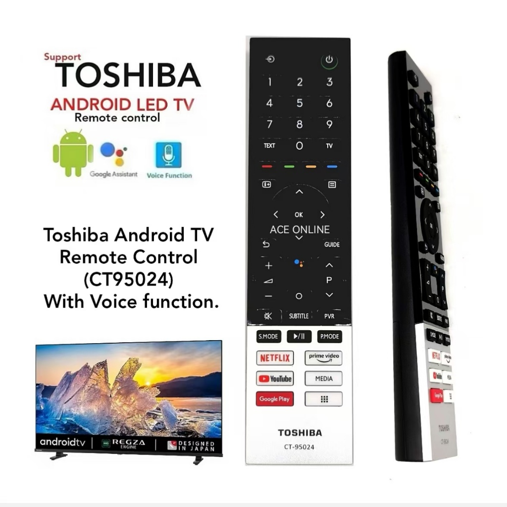 Toshiba Android TV Remote Control (CT95024) With Voice function ...