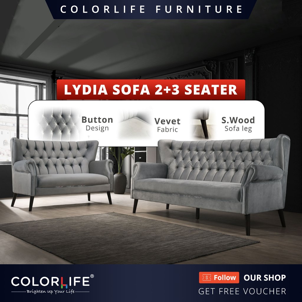 Color life Lydia Sofa (2+3 Seater) / Velvet Fabric Sofa | Shopee Malaysia