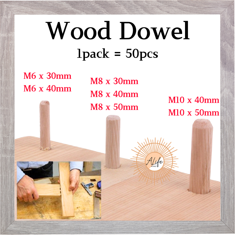 ALife Premium Wood Dowel 50pcs Pin Connector Wooden Joint Dowel For ...