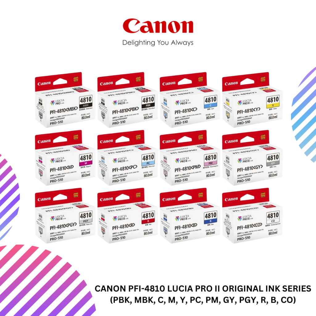 [PREORDER-CHAT SELLER] Canon PFI-4810 LUCIA PRO II ORIGINAL INK Series (PBK, MBK, C, M, Y, PC ...