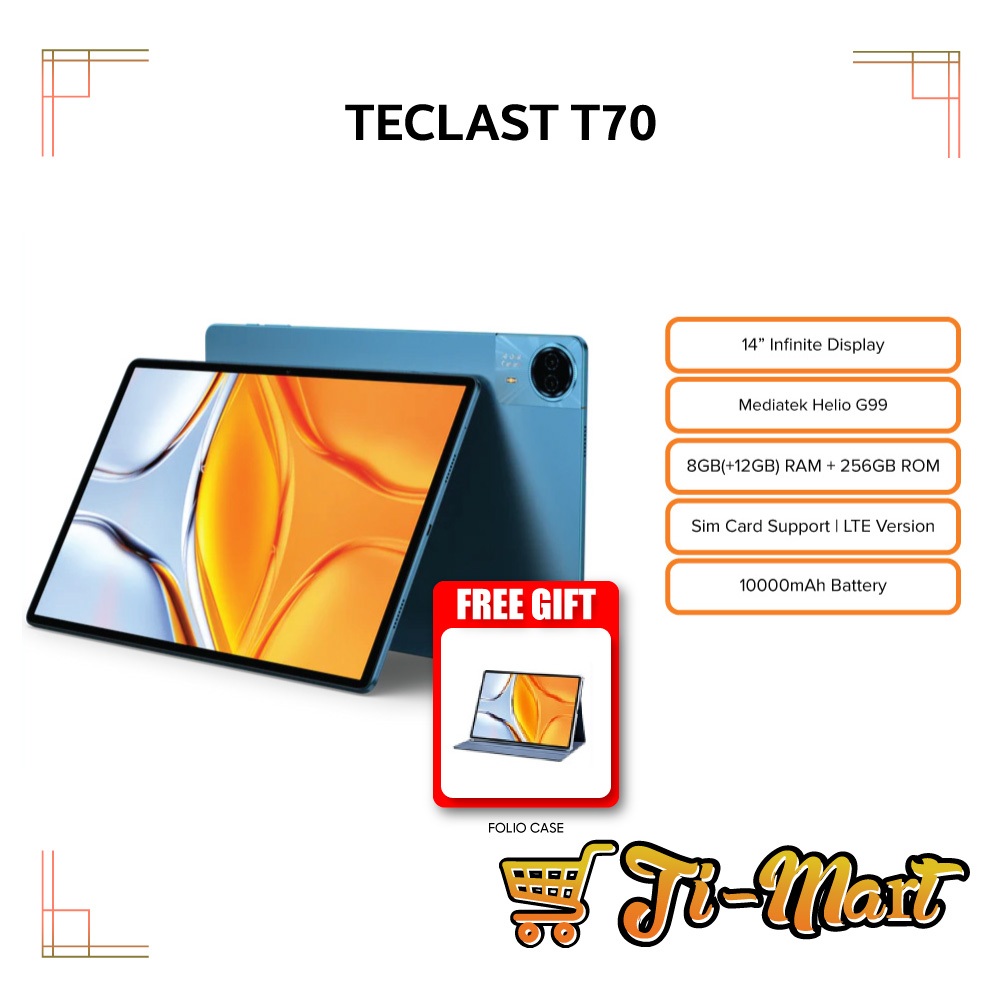 Teclast T70 Tablet (14" FHD Display Android 14 MTK Helio G99 8GB/256GB 10000mAh Battery 18W 4G ...