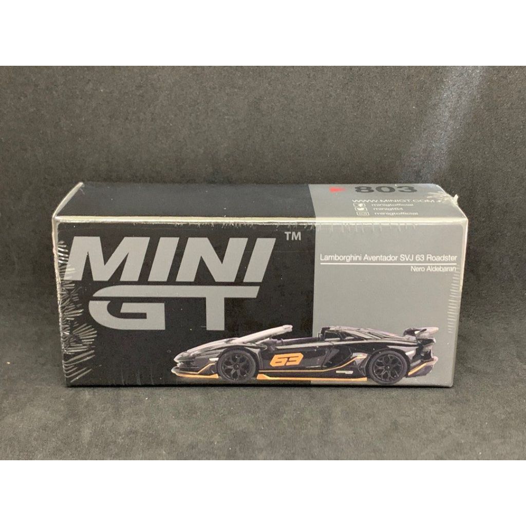 Mini GT 803 Lamborghini Aventador SVJ 63 Roadster Nero Aldebaran RHD 1/ ...