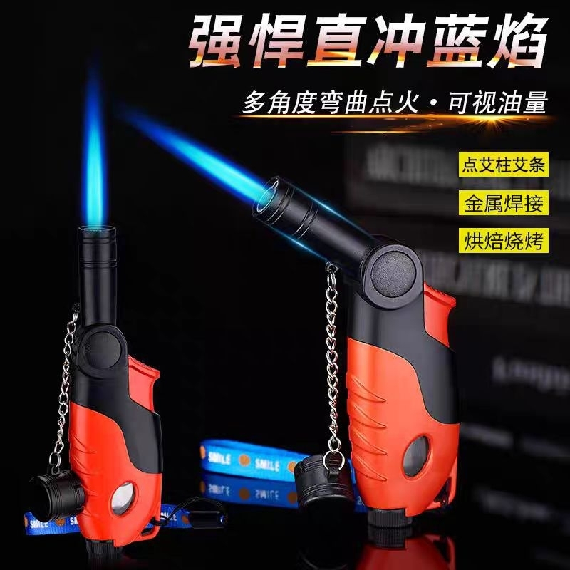 Blue Jet Flame Lighter portable lanyard transparent air box adjustable ...