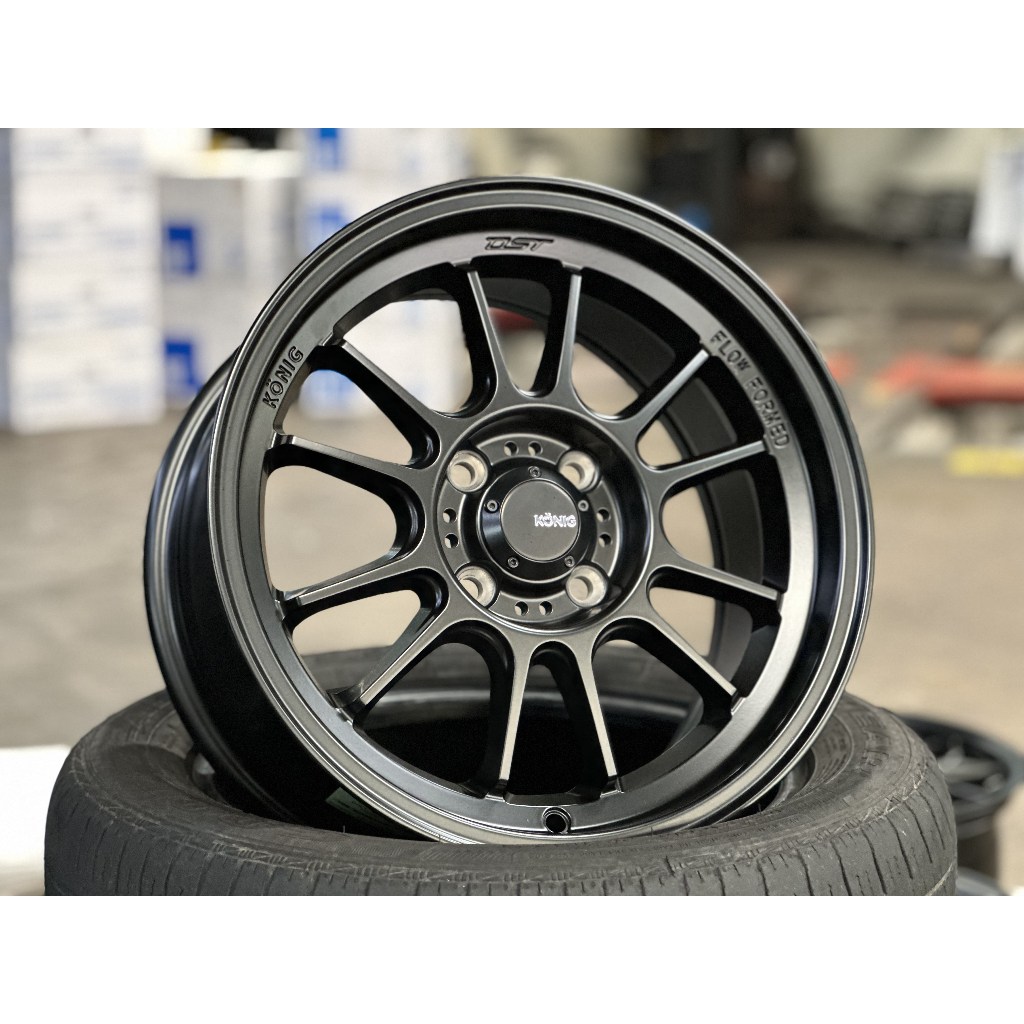 NEW 15X7.5J Konig Hypergram Rim (set of 4) Flat Black 4X100 for City Jazz Vios Yaris Myvi Mazda ...