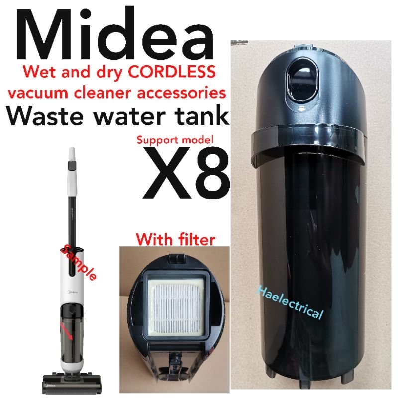 midea wet and dry CORDLESS vacuum cleaner clean and waste water tank ...