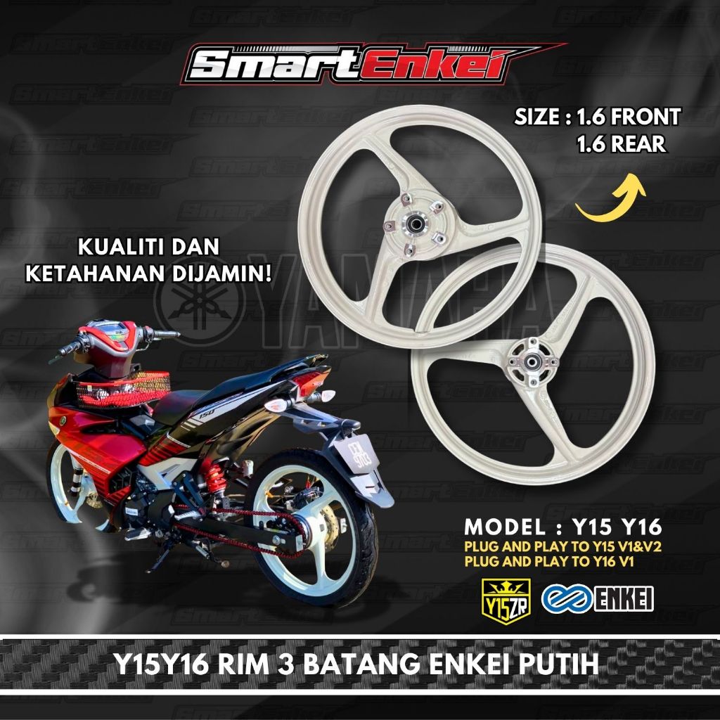 Y15/Y16 RIM ENKEI 3 BATANG PUTIH FULL COP PNP | Shopee Malaysia