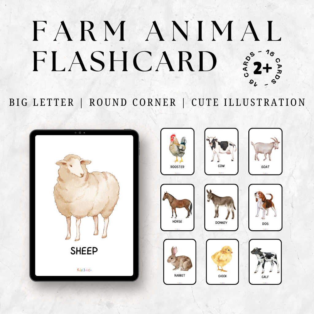 Farm Animal Cards | Tools Matching Cards, Montessori Flash Cards ...