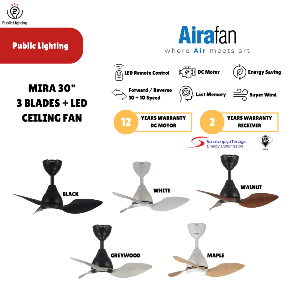 AIRAFAN MIRA 30 inch BABY FAN WITH LED LIGHT (3 colour) | Shopee Malaysia