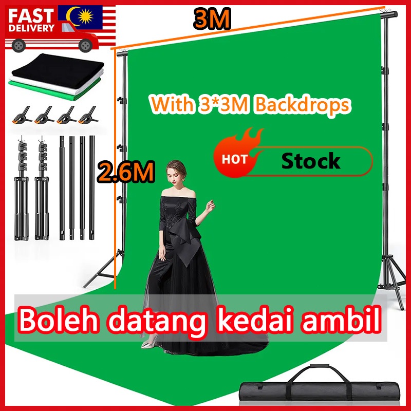Photo Studio Background Stand 3x3M Green Black White Muslin Backdrop ...