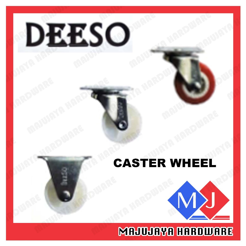 2" Nylon Roller Caster Wheel Brake Swivel Rigid Fixed Roda Putih Swivel ...