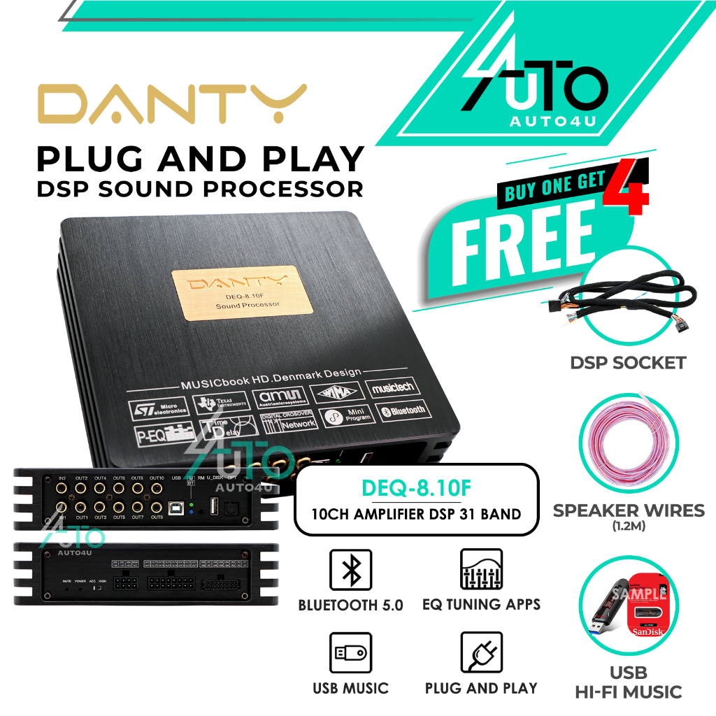 Danty DSP DEQ-8.10F 10 CH Car DSP Amplifier 31 Band EQ Equalizer 8 Channel DSP Power Boost ...