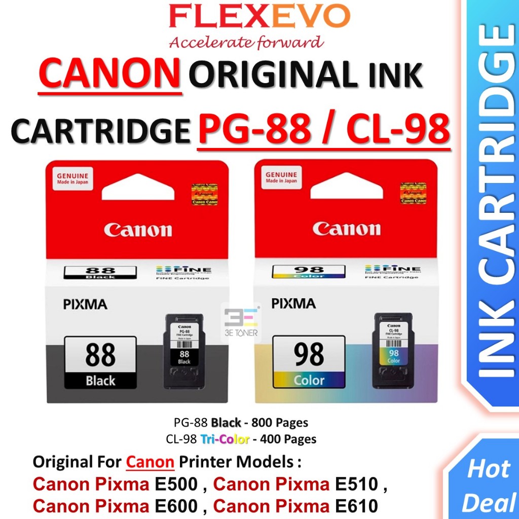 CANON PG-88 CL-98 PG88 CL98 PG 88 CL98 Black Color Tri-Color Ink ...
