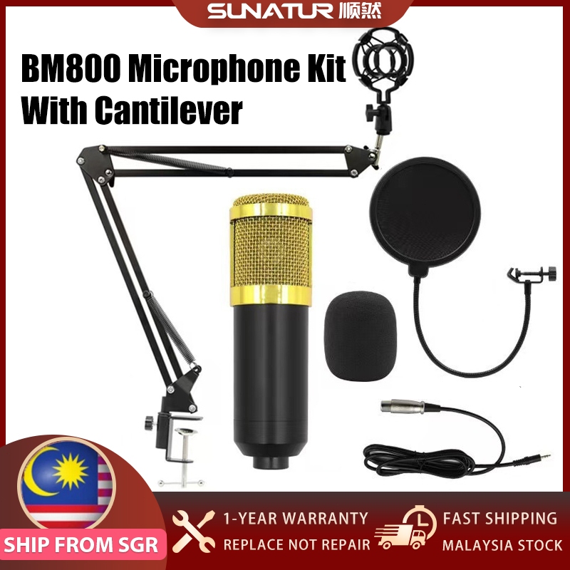 BM800 Condenser Microphone Kit Professional Podcast Mic With Cantilever For Live Singing Studio ...