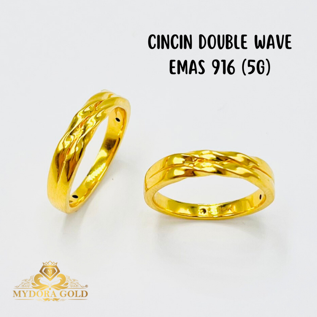 MYDORA Cincin Double Wave (5G) l EMAS 916/22K | Shopee Malaysia
