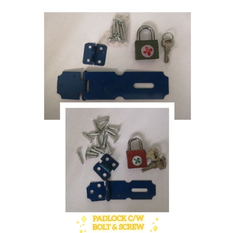 PADLOCK C/W BOLT & SCREW (SMALL, MEDIUM & LARGE) | Shopee Malaysia