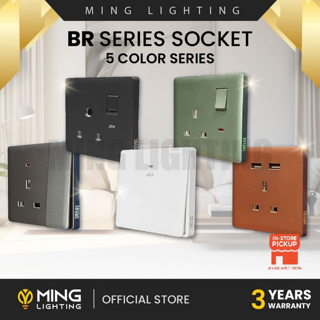 Imitos BR Series Socket Modern Wall Switch Design Suis Dinding 13A 15A ...