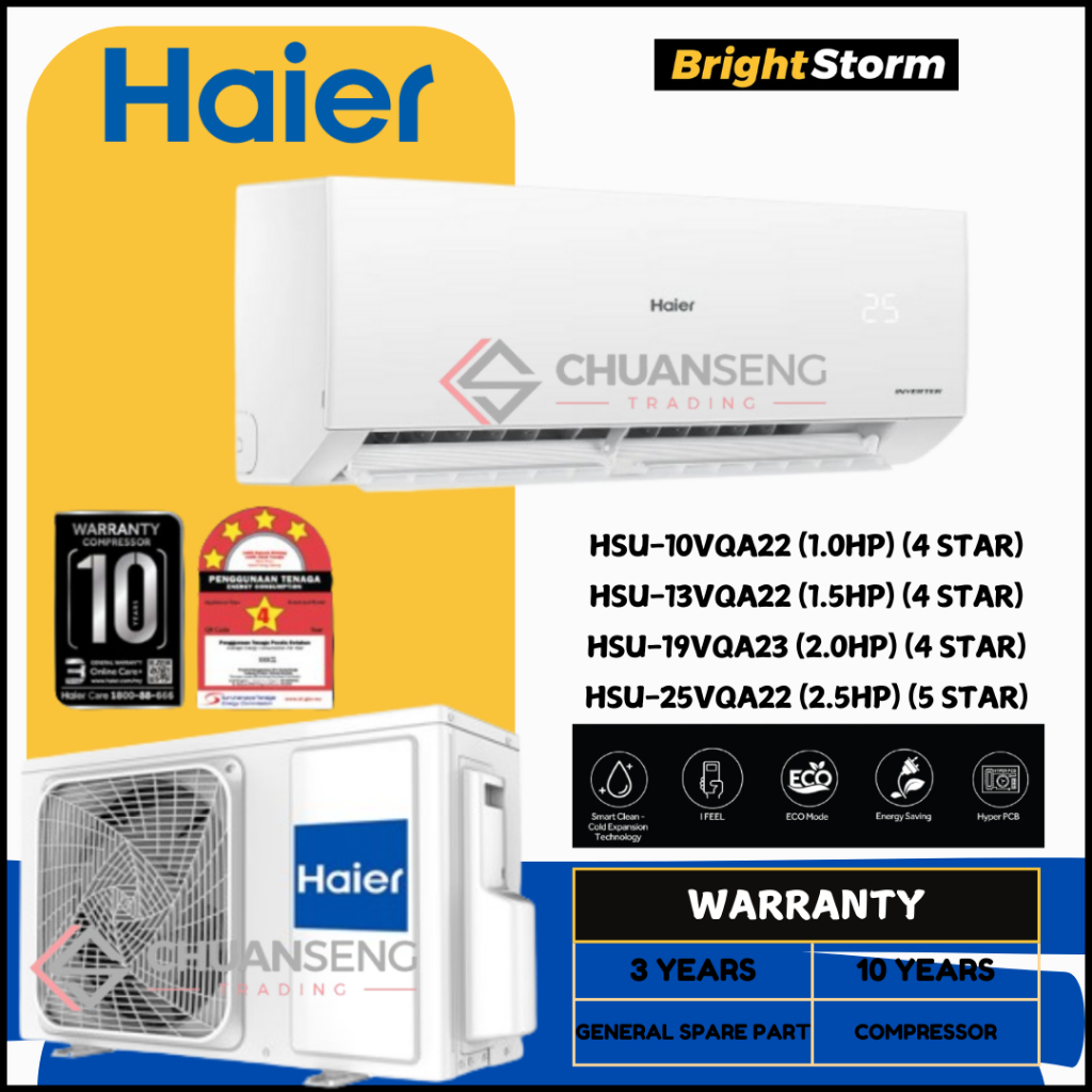 HAIER VQA R32 Air-Conditioner Inverter Series (1.0HP/1.5HP/2.0HP/2.5HP ...