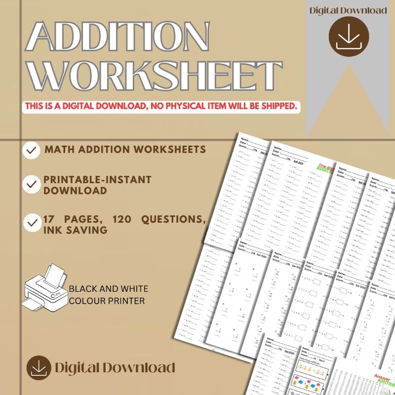 Printable Simple Addition Worksheets and exercises for children ...