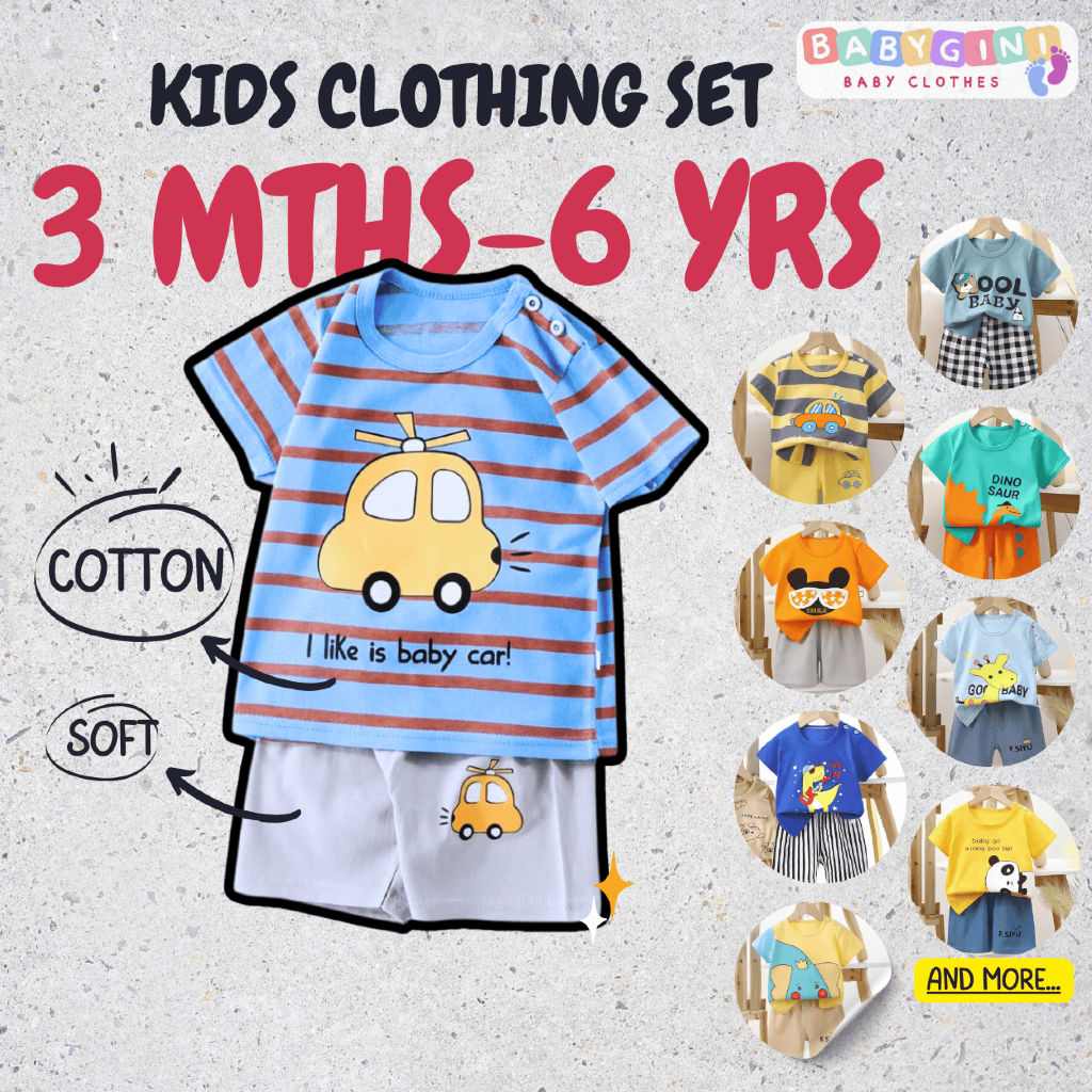 Baby Clothing Set 3 Months–6 Years Cotton Baju Budak T Shirt Shorts Set ...