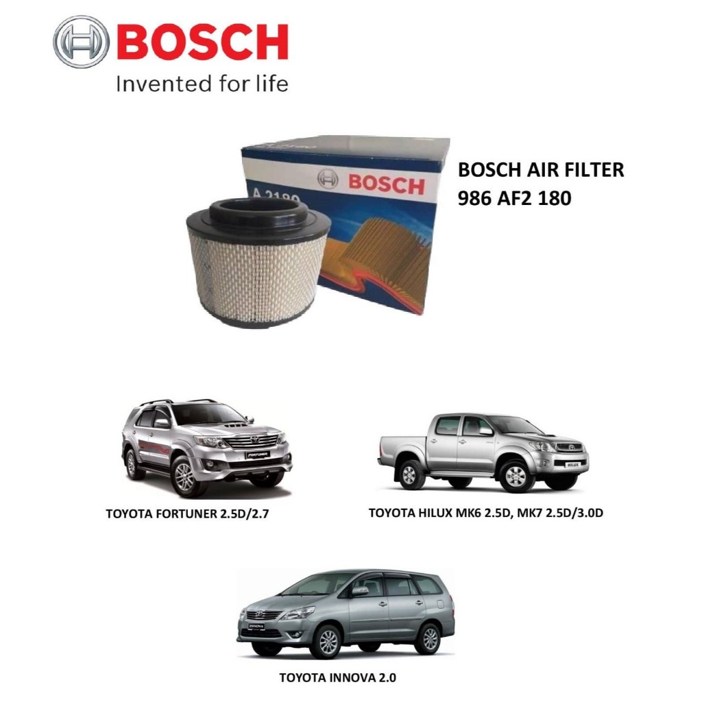 BOSCH AIR FILTER 0986AF2180 Toyota Hilux Vigo Air Filter 0986 AF2 180 ...