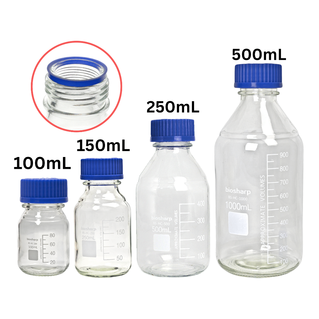 Glass Media Bottle Botol Kaca Gelas with Ring 100 250 500 1000 ml ...