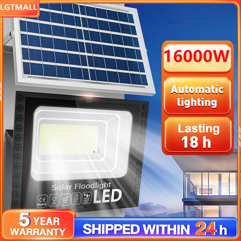 【Lampu Solar】16000W Solar Spotlight lampu solar outdoor light IP67 ...