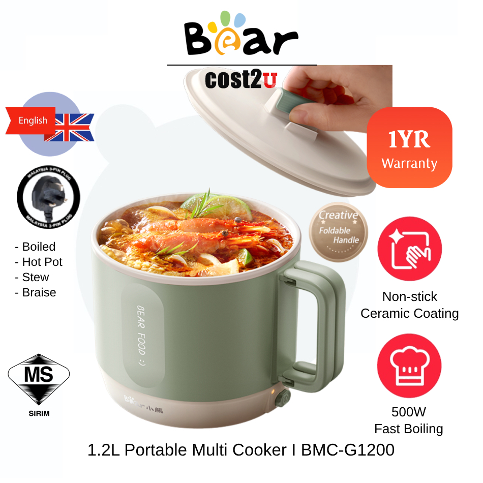 Bear 1.2L Portable Multi Cooker Foldable Travel Cooker | BMC-G1200 ...