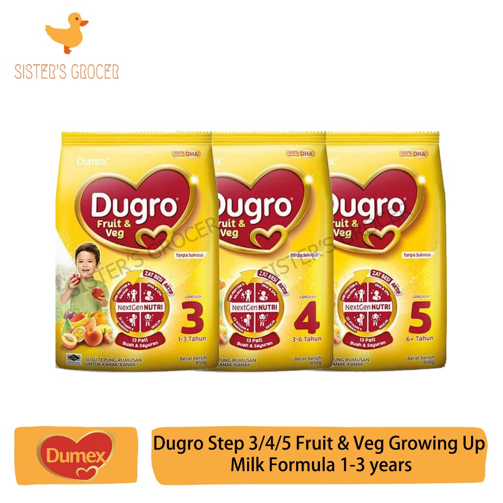 Dumex Dugro Step 3 4 5 Fruit & Veg Growing Up Milk Formula 1-3 years ...