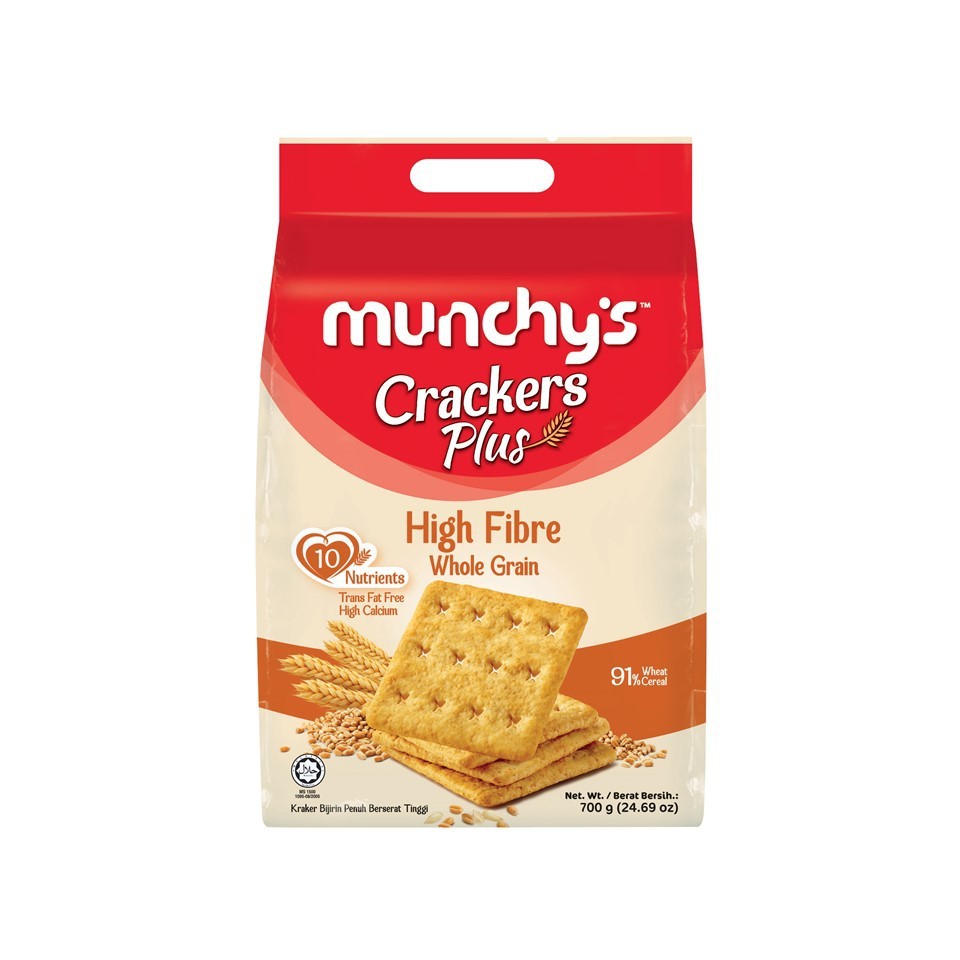 [Bundle of 4] Munchy's Crackers Plus High Fibre Whole Grain/High Protein Chia Seeds/Original ...