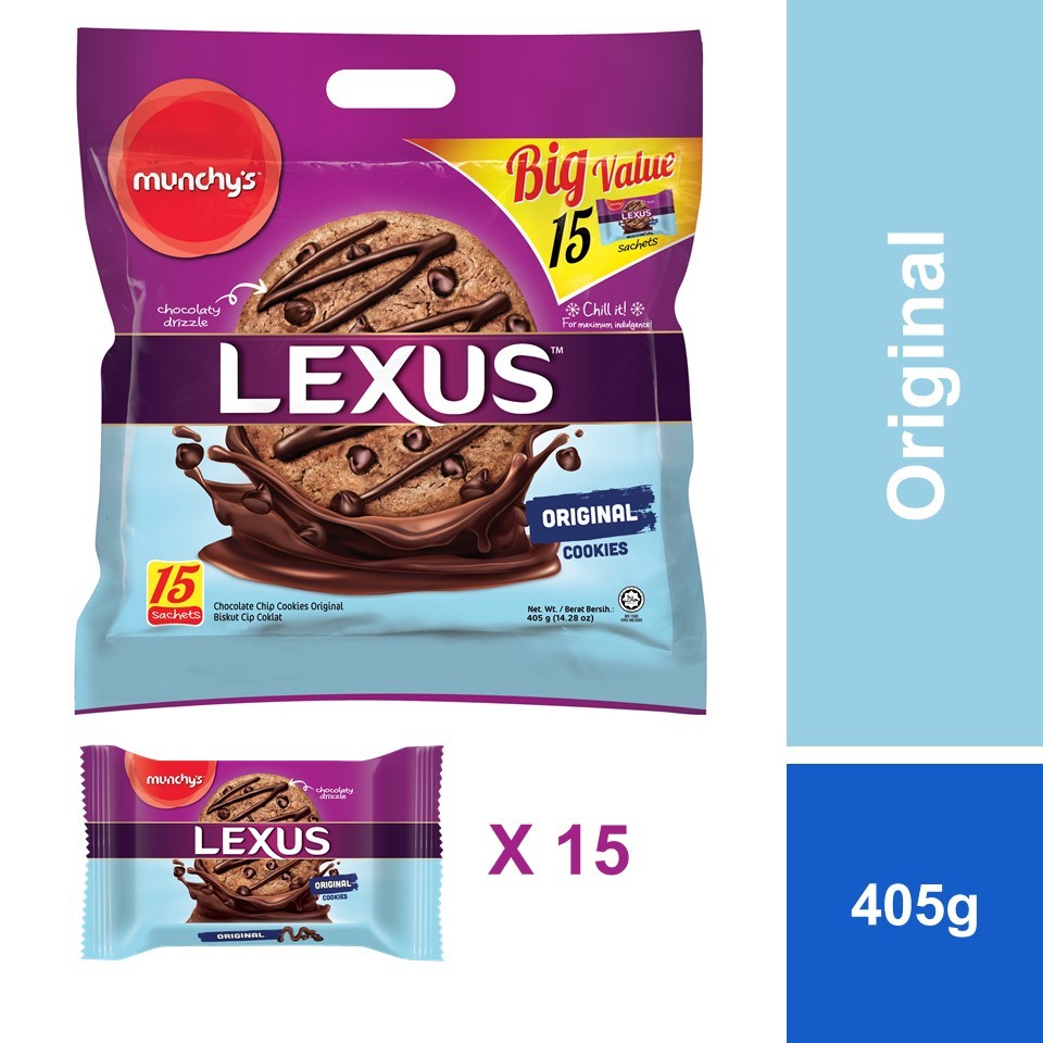 [Bundle of 3] Munchy's Lexus Cookies Dark Chocolate/Original 405g ...
