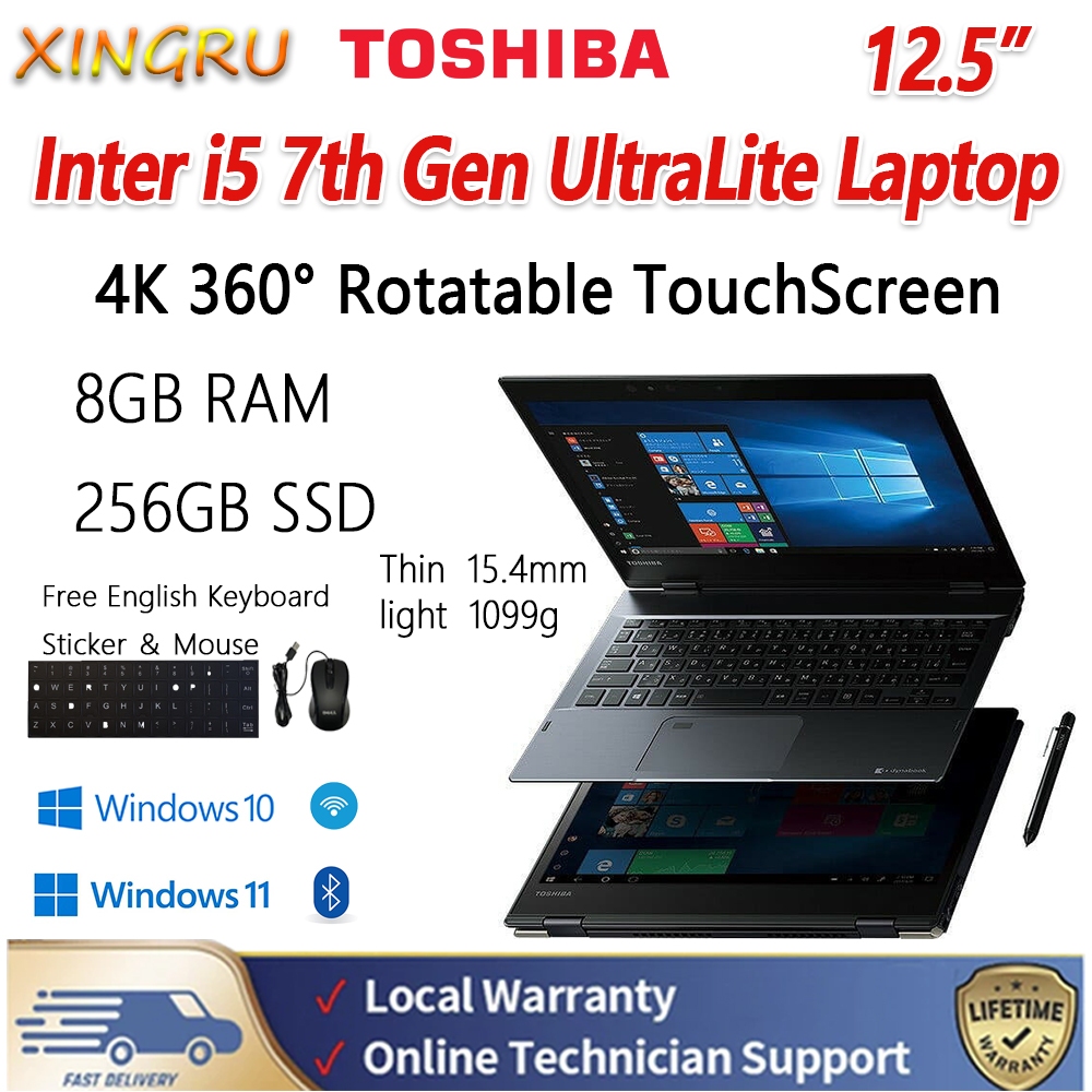 TOSHIBA 12.5" UltraLite Laptop i5 7th Gen CPU 256GB SSD 8GB RAM ...