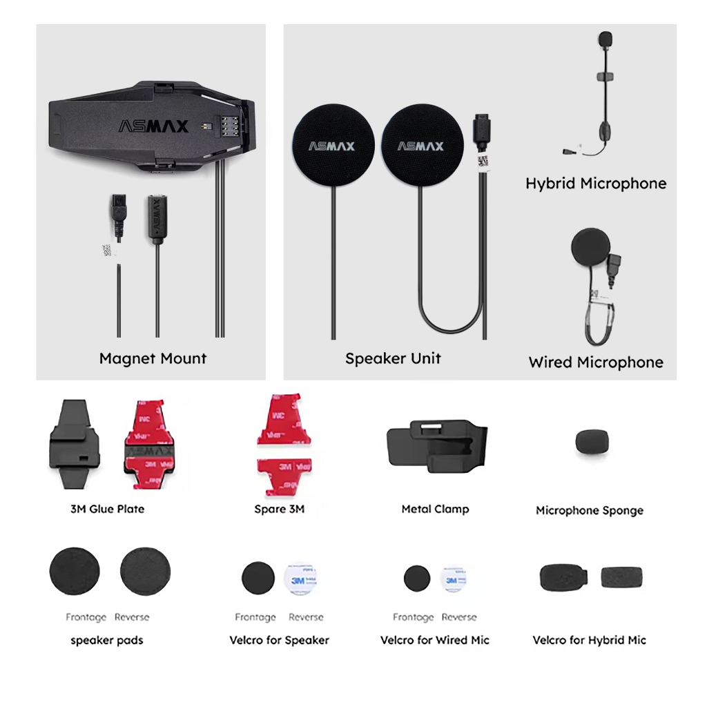 Interkom ASMAX F1 PRO 2nd HELMET KIT# MAGNET MOUNT AND BASE PLATE # MIC ...