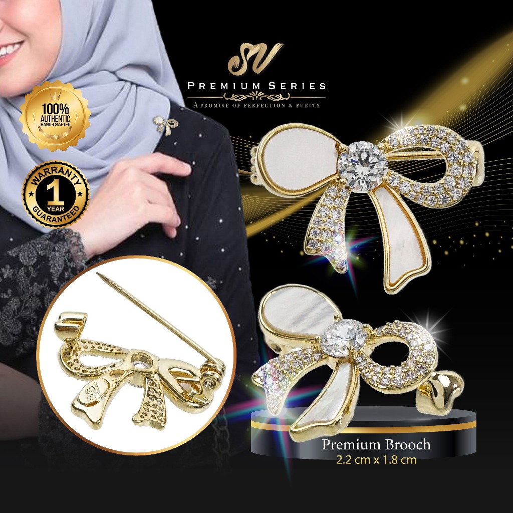Sv Premium Ribbon Baby Brooch Kerongsang Tudung Reben Shiny Diamond Sea ...