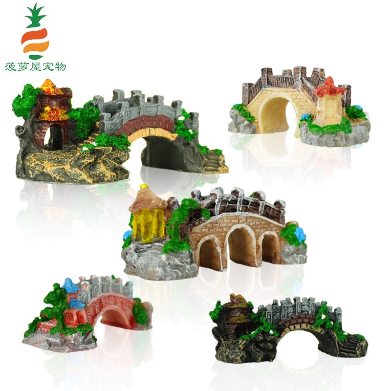 DECO AQUARIUM decoration landscaping fake bridge ornaments retro arch ...