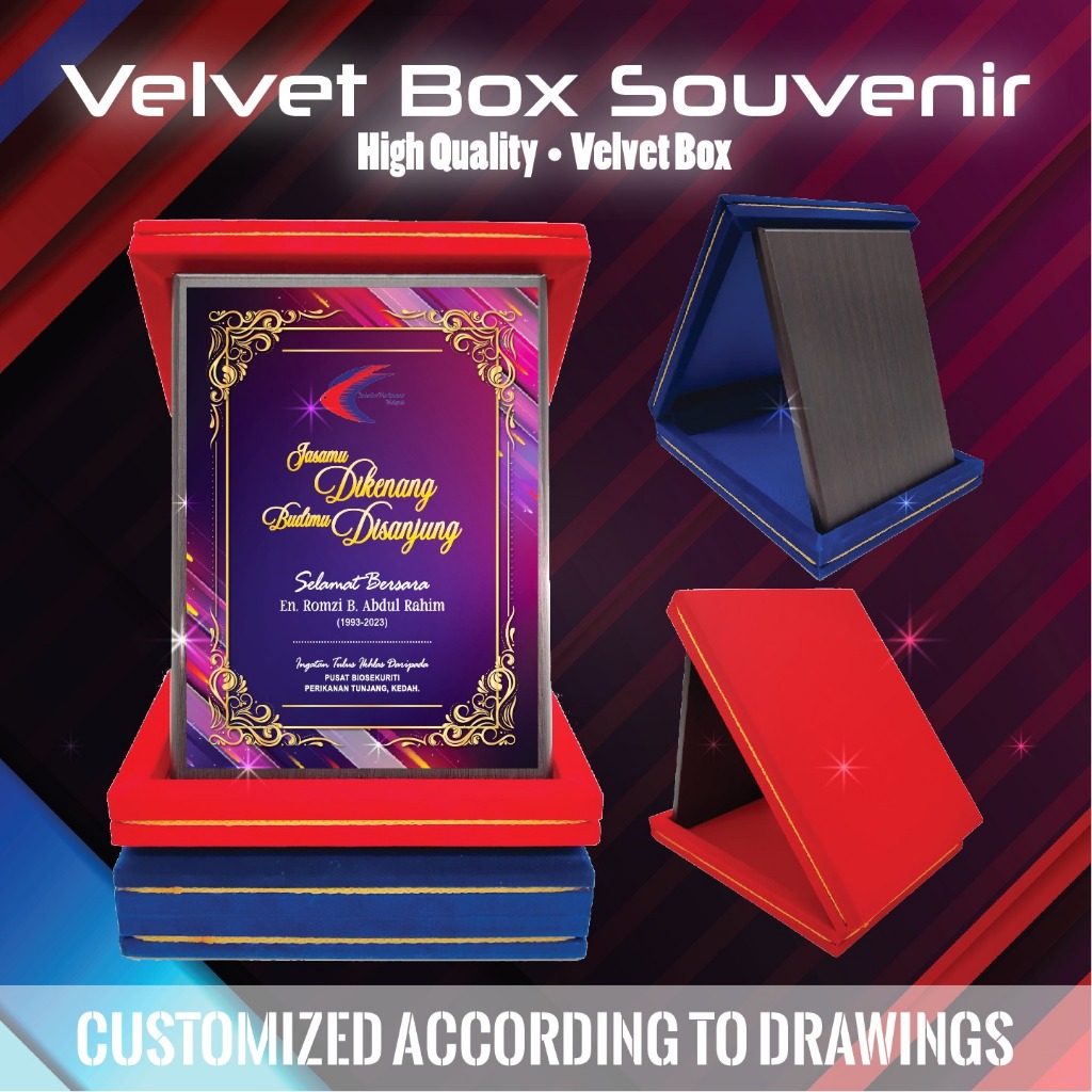 Wooden Velvet Box | Wooden Plague | Plak Kain Baldu | Cenderahati ...