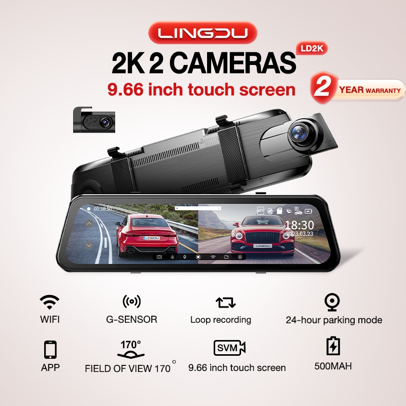 LINGDU LD2K 10 inch 2K WIFI Mirror Dual Lens Dash Cam For Car Dvr 1440P ...