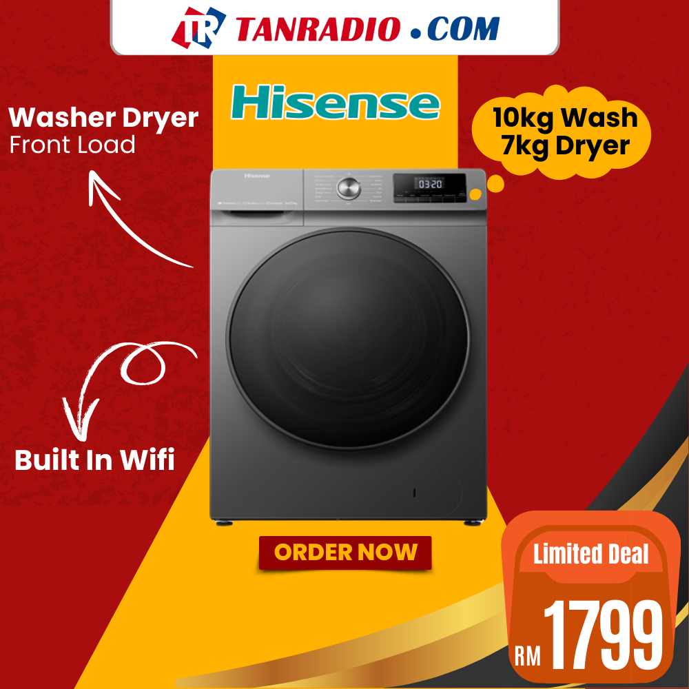 Hisense Washer Dryer 10.5/ 7kg 2in1 Inverter Wifi front load washing ...