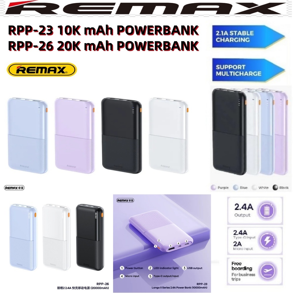 (NO COD) REMAX RPP-23 10000mAh / RPP-26 20000mAh Lingo 2 Series 2.4A ...