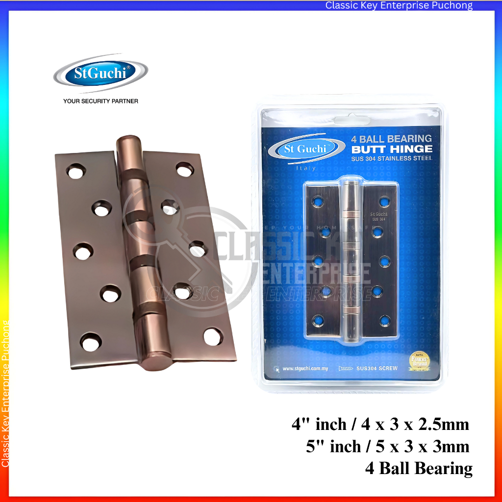 St Guchi Hinges 4 Ball Bearing Heavy Duty Stainless Steel Door Hinge AC ...