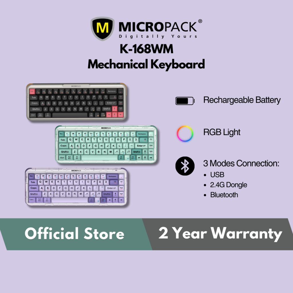 Micropack Lifestyle 3 Modes Mechanical Wireless Keyboard K-168WM ...